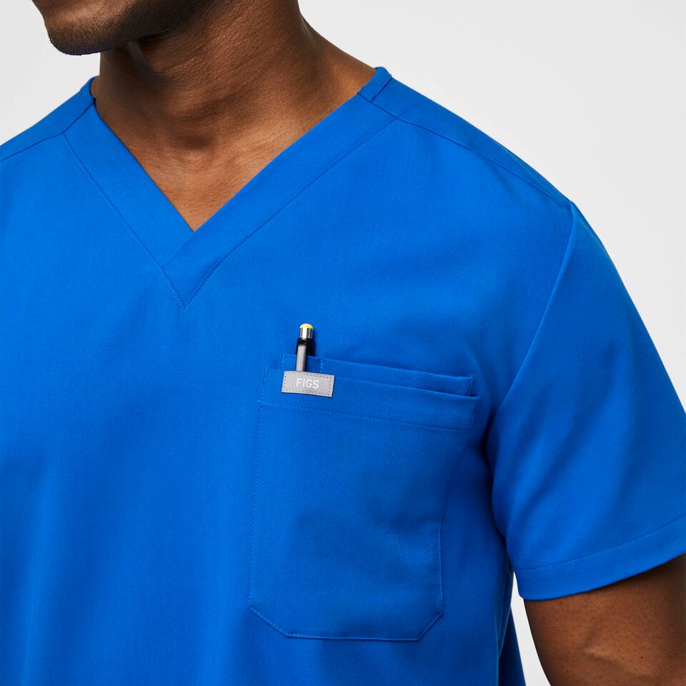 Men's Leon™ Three-Pocket Scrub Top - Royal Blue · FIGS