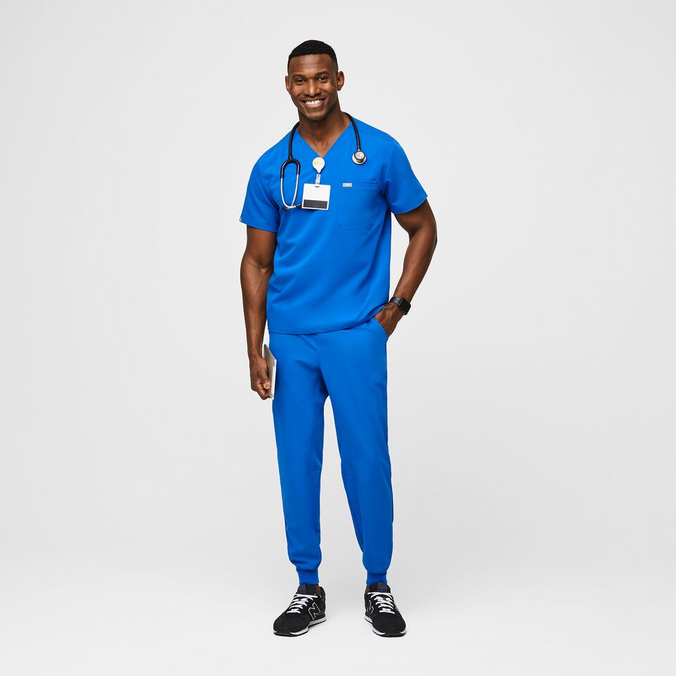 Men's Leon™ Three-Pocket Scrub Top - Royal Blue · FIGS