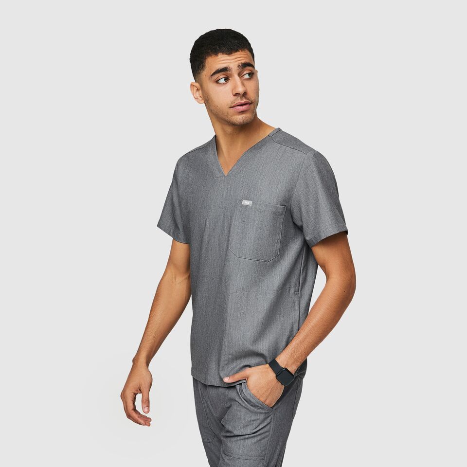 Men's Chisec Three-Pocket Scrub Top - Graphite · FIGS