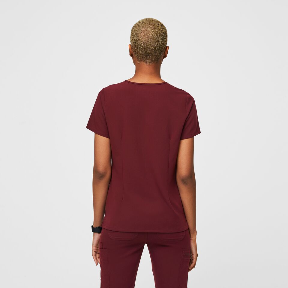 Women's Casma Three-Pocket Scrub Top - Burgundy · FIGS